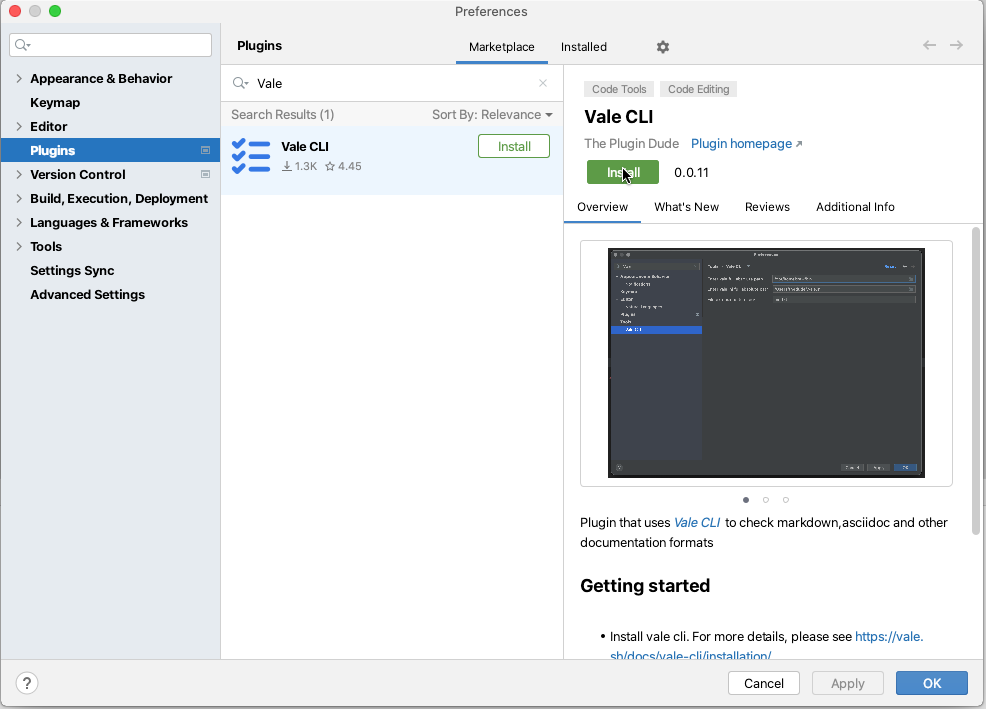 Vale CLI - IntelliJ IDEs Plugin | Marketplace